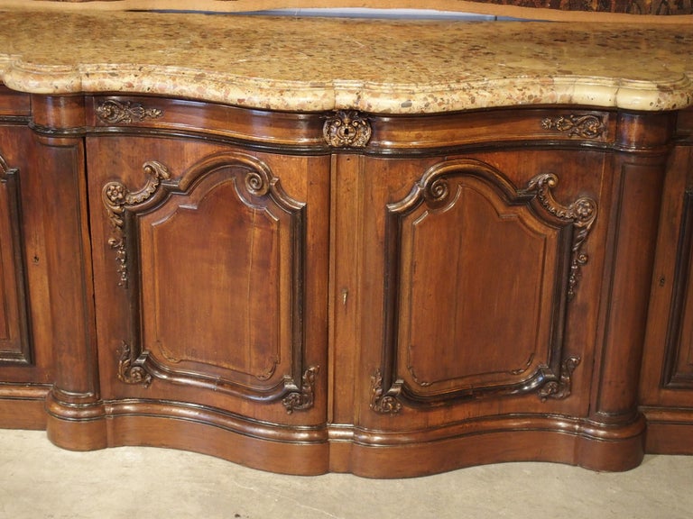 Massive Marble Topped Walnut Wood Louis XV Style Chateau Buffet at ...