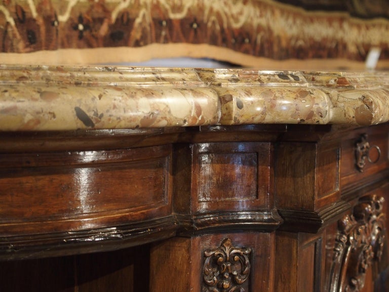 Massive Marble Topped Walnut Wood Louis XV Style Chateau Buffet at ...