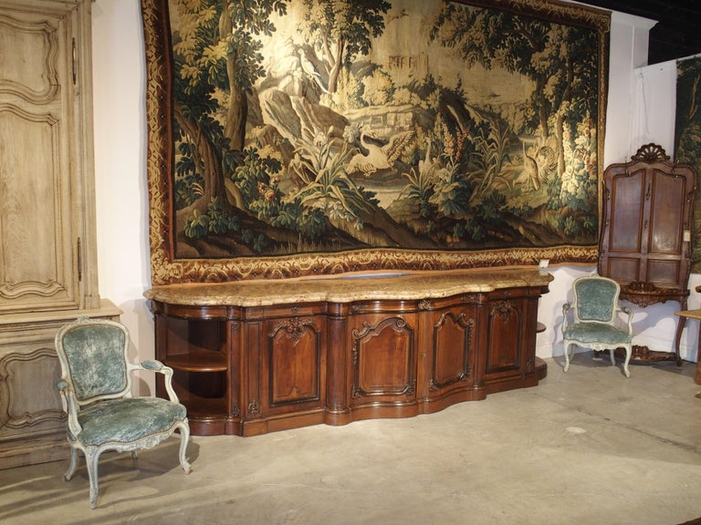 Massive Marble Topped Walnut Wood Louis XV Style Chateau Buffet at ...
