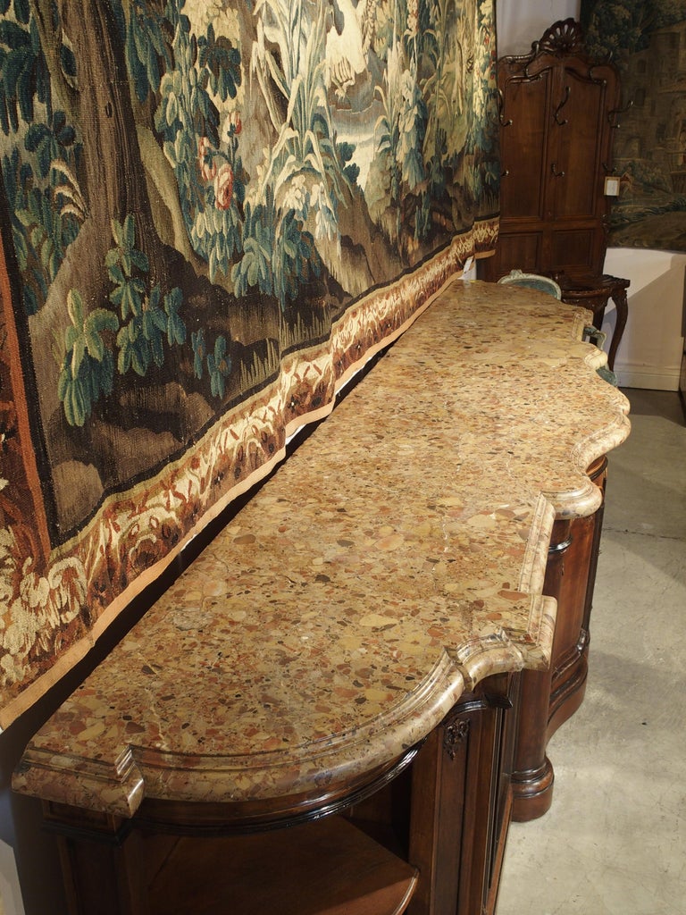 Massive Marble Topped Walnut Wood Louis XV Style Chateau Buffet at ...