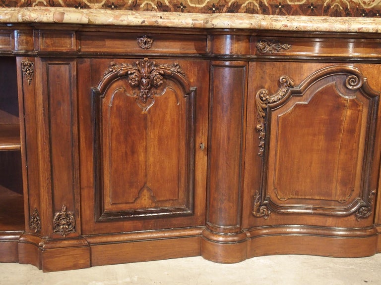 Massive Marble Topped Walnut Wood Louis XV Style Chateau Buffet at ...
