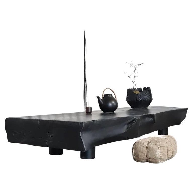 Massive Matte Black Elm Low Coffee Table For Sale at 1stDibs