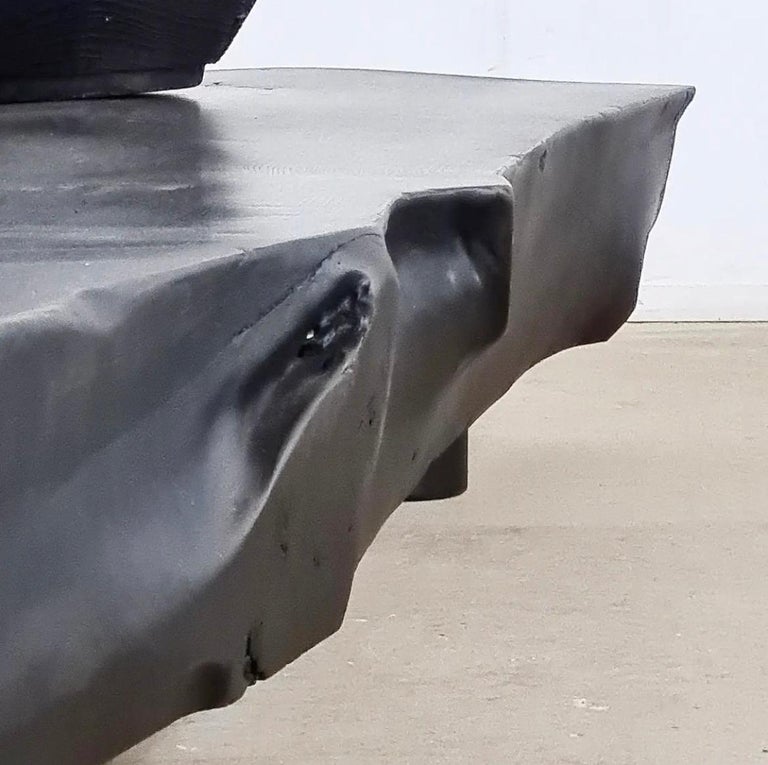 Massive Matte Black Elm Low Coffee Table For Sale at 1stDibs