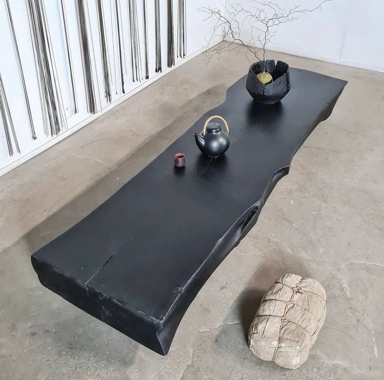 Massive Matte Black Elm Low Coffee Table For Sale at 1stDibs