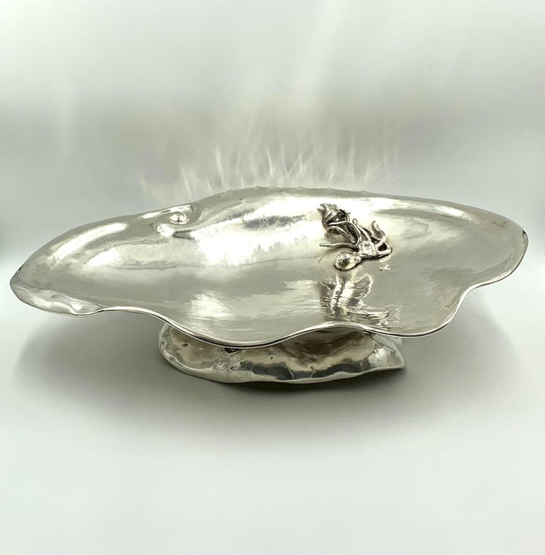 Massive MCM Italian Silver Giant Clam Shell Centerpiece For Sale at 1stDibs