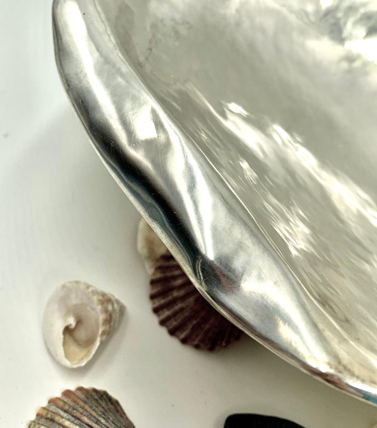 Massive MCM Italian Silver Giant Clam Shell Centerpiece For Sale at 1stDibs