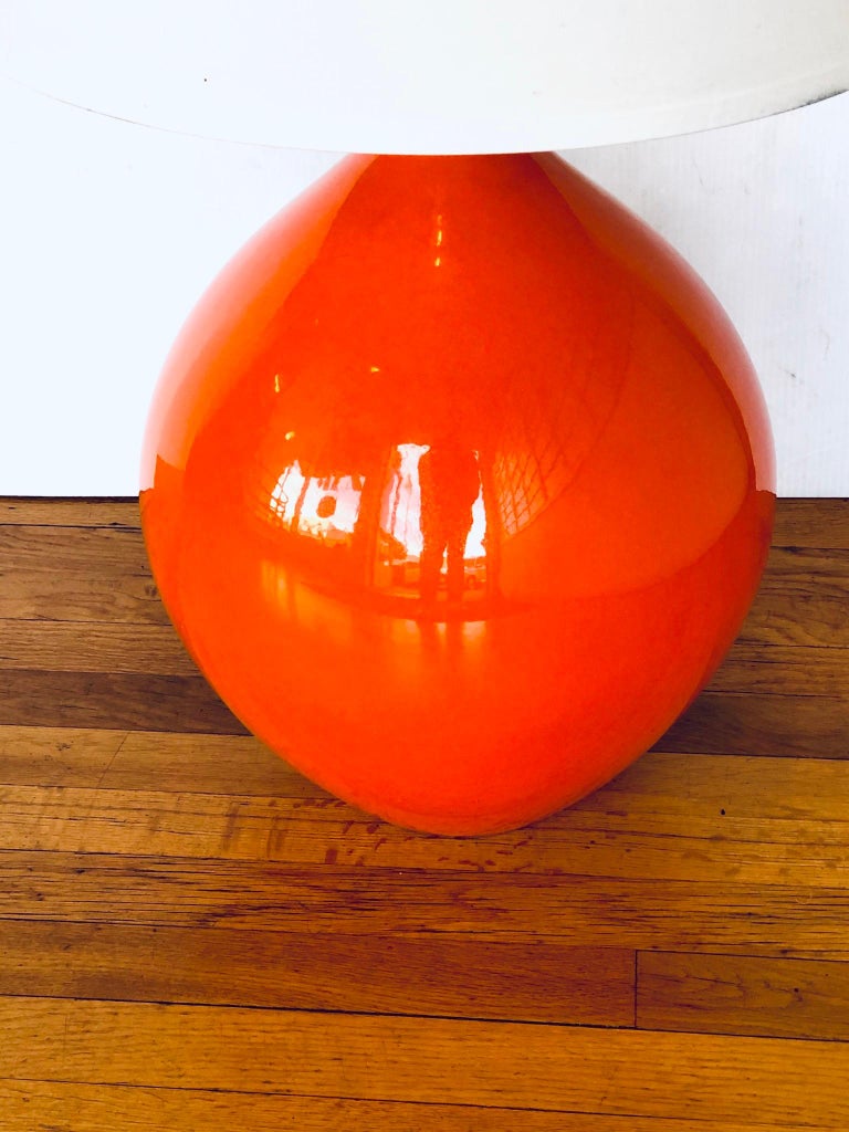 Massive Midcentury Large Orange Ceramic Table Lamp at 1stDibs | large ...