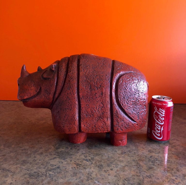 Massive Midcentury Chalkware Rhino Bank at 1stDibs