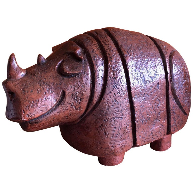 Massive Midcentury Chalkware Rhino Bank at 1stDibs