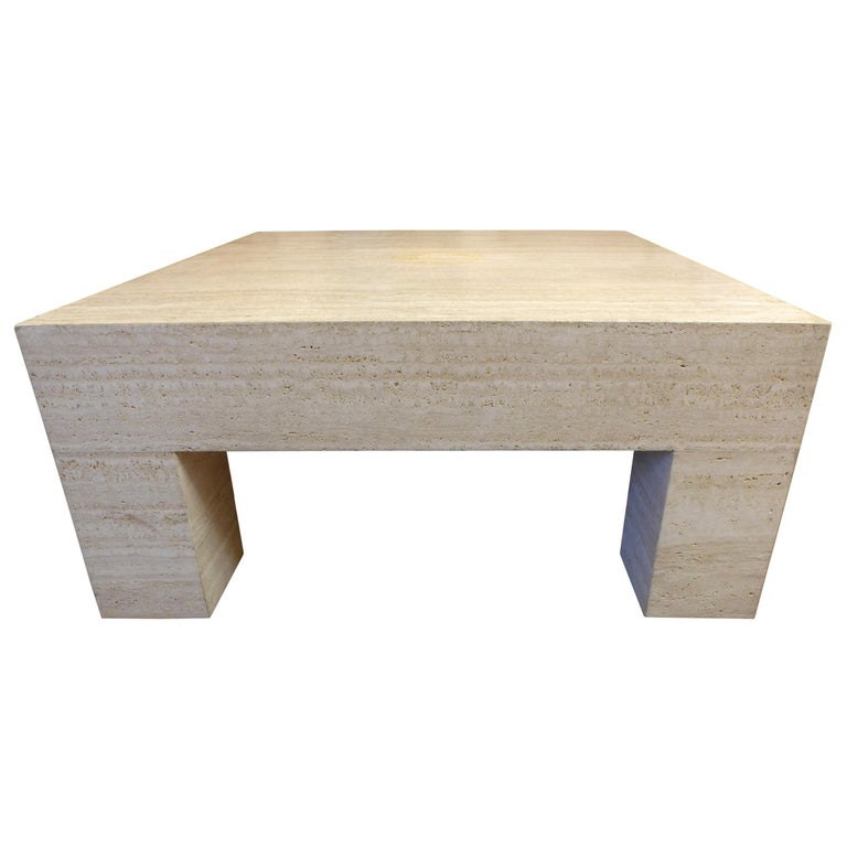 Massive Minimalist Travertine Coffee Table at 1stDibs