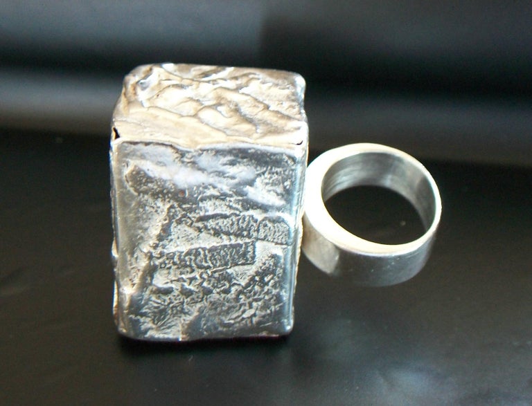 Massive Modernist Fine Silver Statement Ring - 950/1000 - Mexico ...