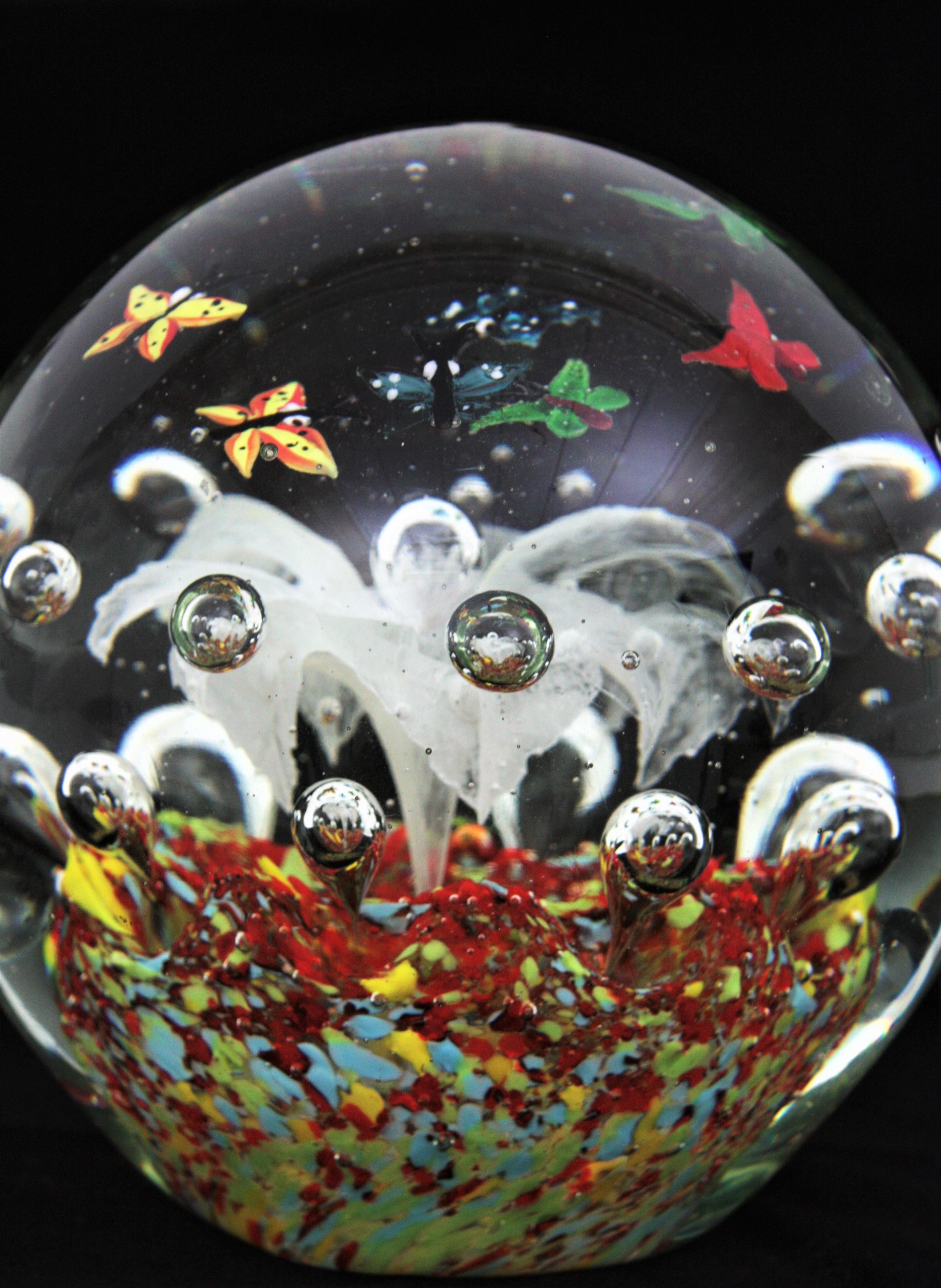 Massive Murano Butterflies Multi-Color Glass Paperweight with Air ...