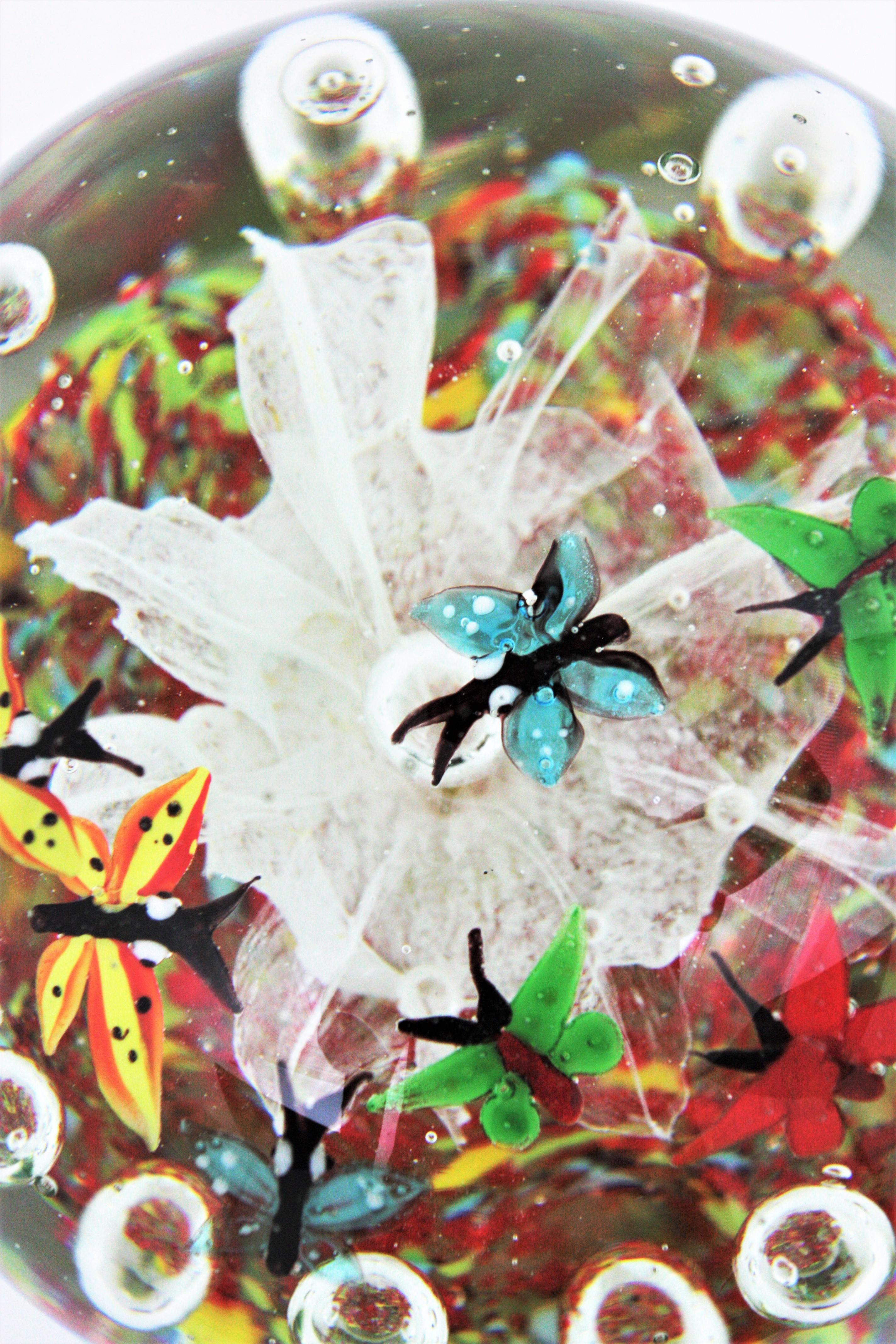 Massive Murano Butterflies Multi-Color Glass Paperweight with Air ...