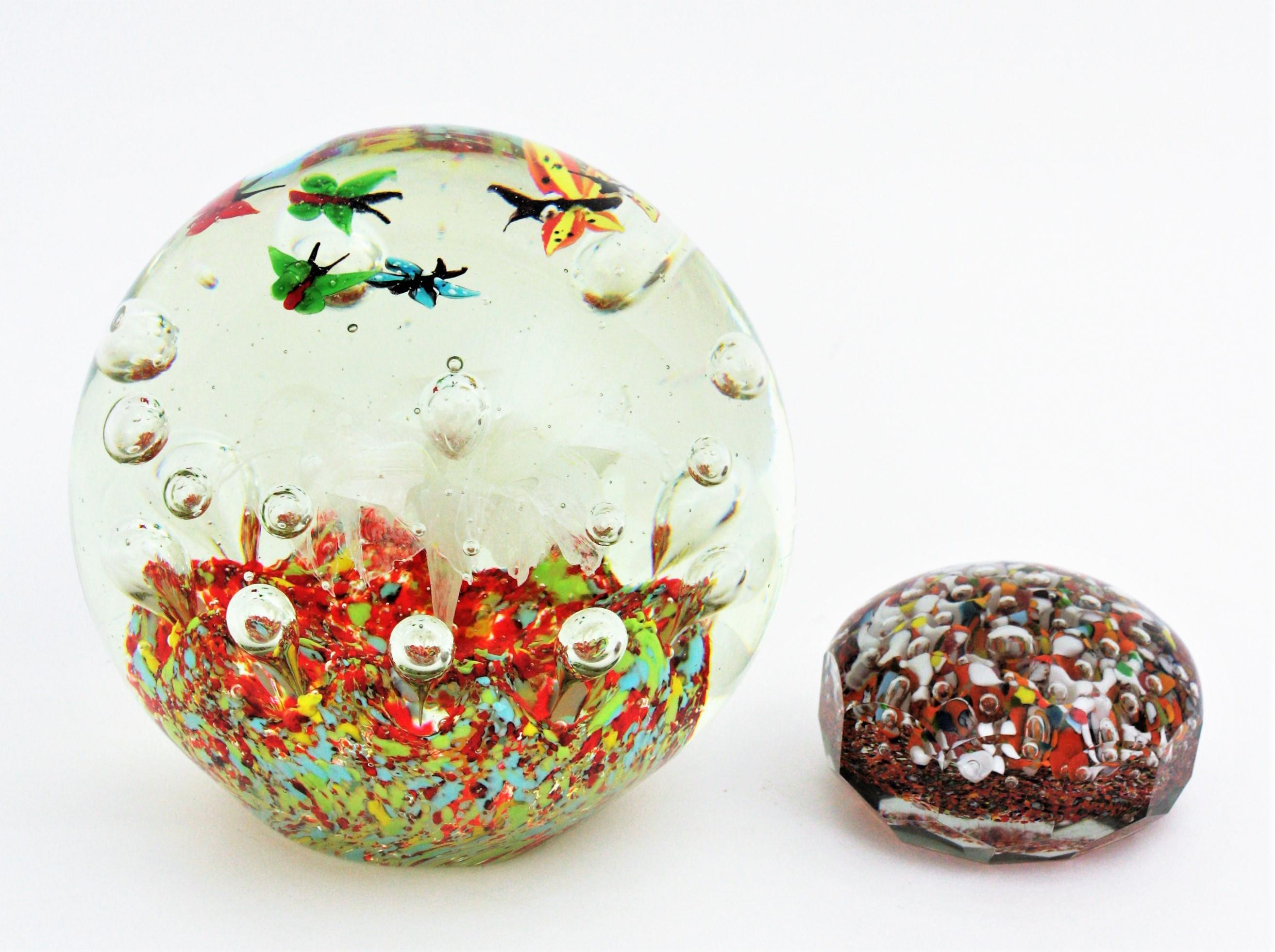 Massive Murano Butterflies Multi-Color Glass Paperweight with Air ...