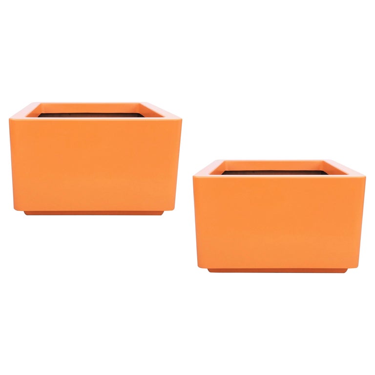 Massive Orange Lacquered Planters by Architectural Fiberglass For Sale ...