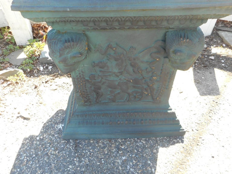 Massive Pair of Cast Iron Urns on Pedestal Bases For Sale at 1stDibs