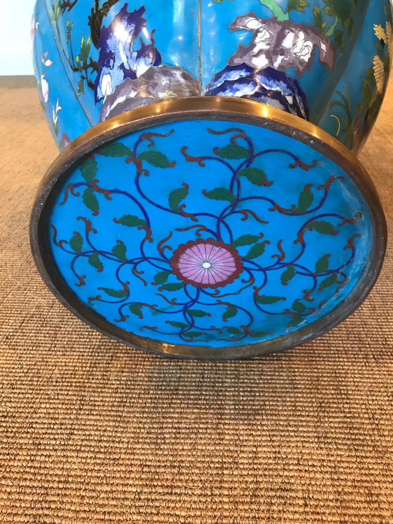 Massive Pair of Vintage Cloisonné Vases For Sale at 1stDibs
