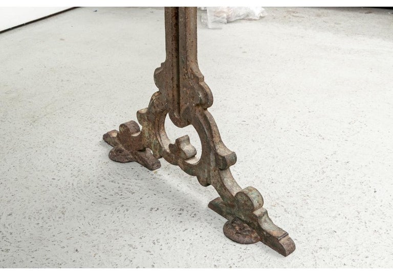 Massive Pine Work Table on Antique Iron Base For Sale at 1stDibs