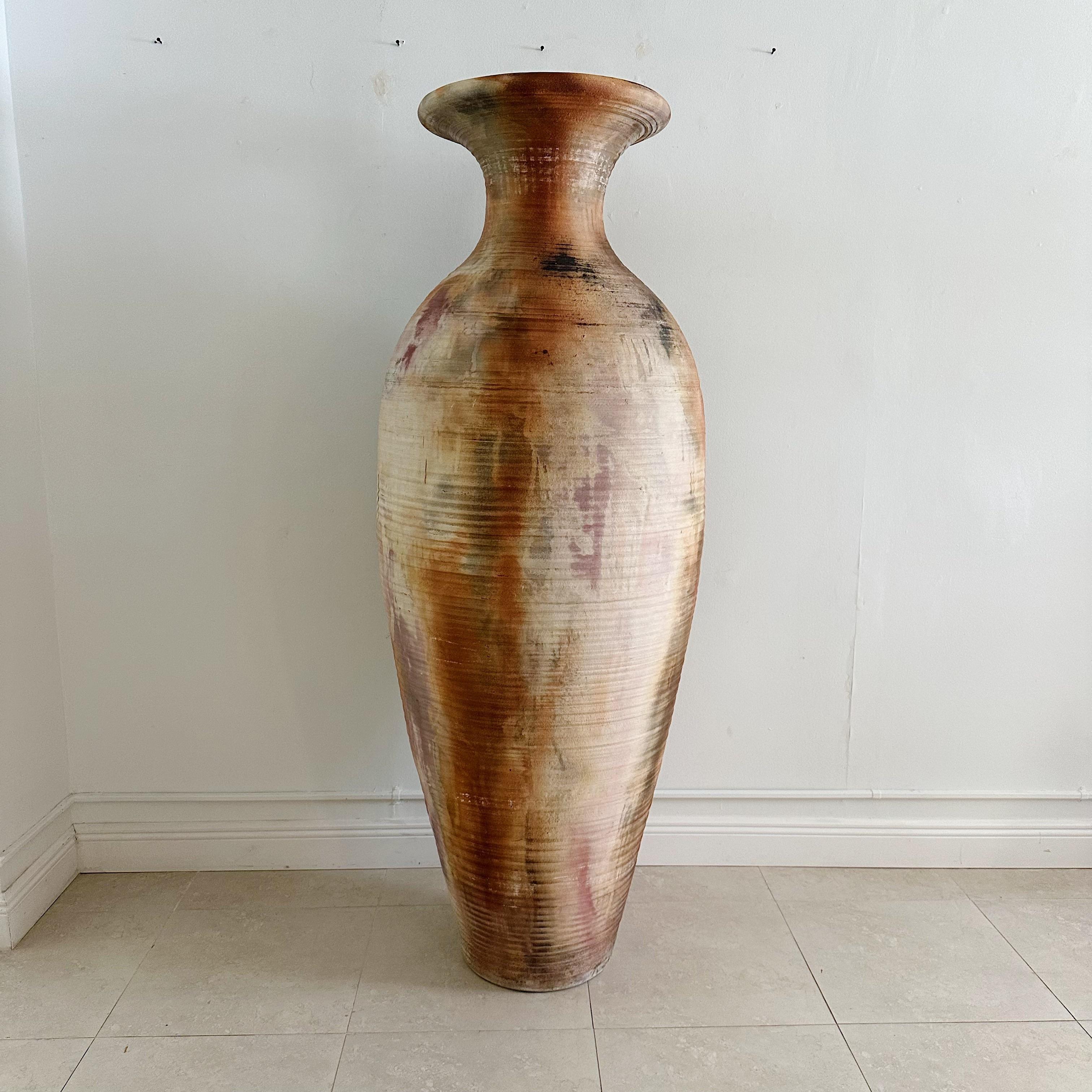 Massive Raku Urn Pot Circa 1990 6 Feet Tall Signed For Sale at 1stDibs