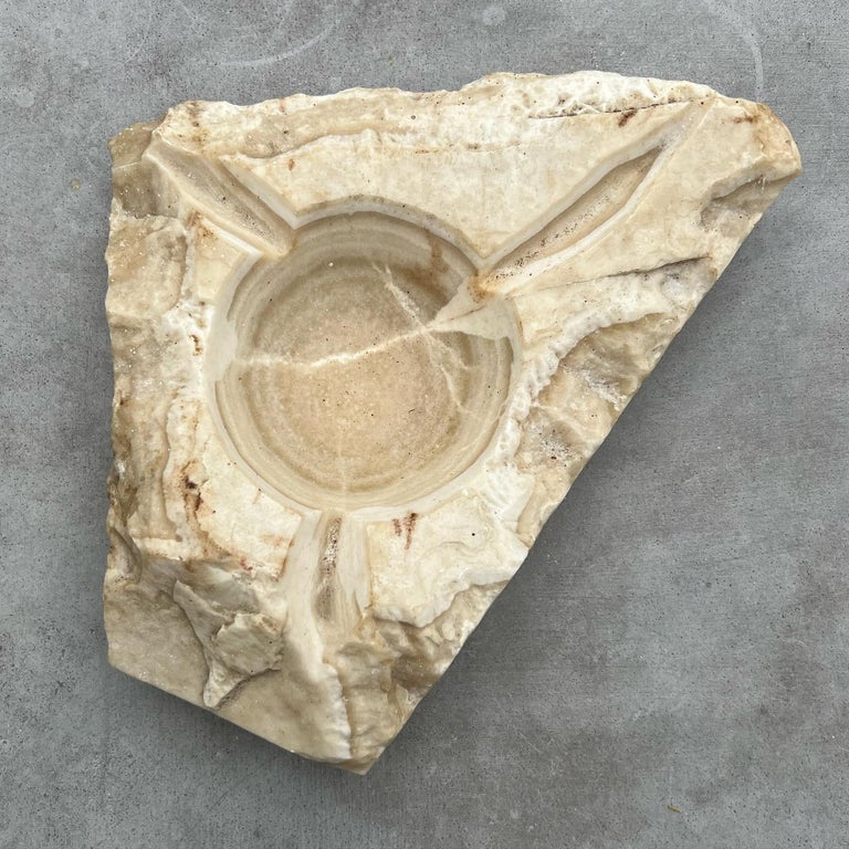 Massive Raw Travertine Slab Ashtray, 1970s at 1stDibs
