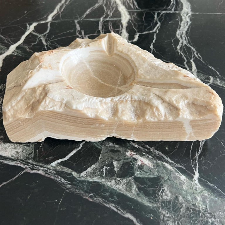 Massive Raw Travertine Slab Ashtray, 1970s at 1stDibs