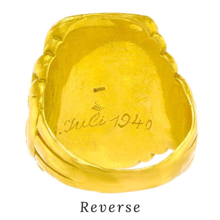 Massive Renaissance Revival Signet Ring by Ponti Gennari, 1930s, Genève ...