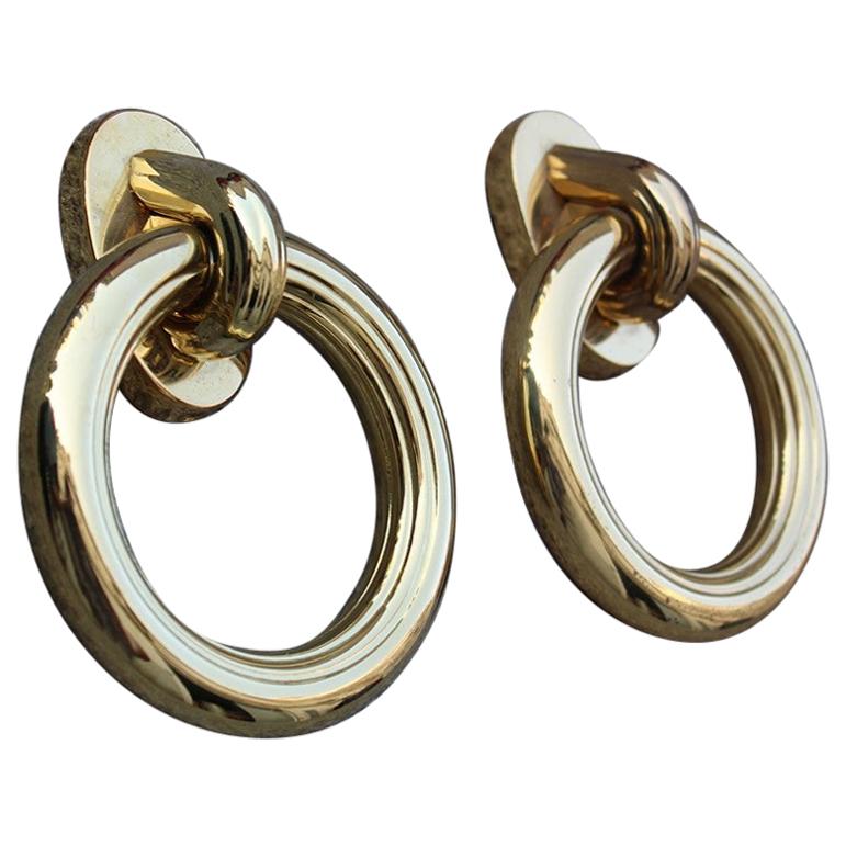 Massive Round Ring Polished Brass Handles, Italian Design, 1970s For ...