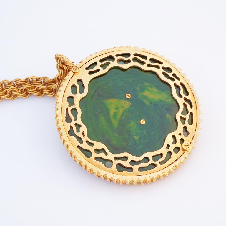 Massive Runway Jade Resin Dragon Pendant Necklace By Panetta, 1970s For ...