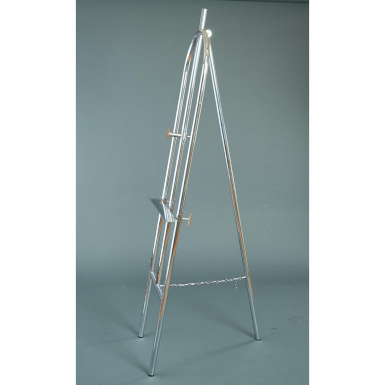 Massive Sculptural Modernist Chromed Steel Easel or Mirror Stand ...