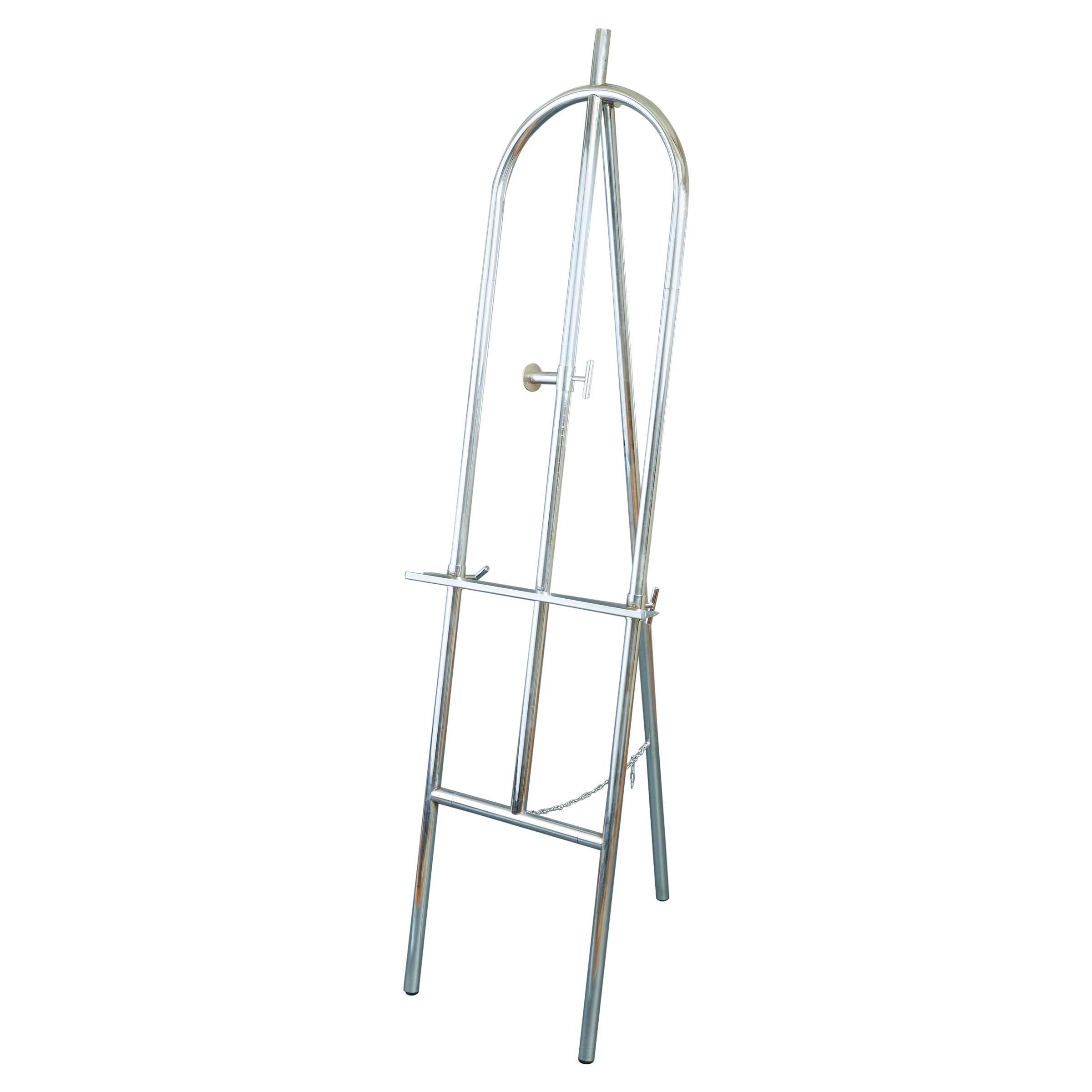 Massive Sculptural Modernist Chromed Steel Easel or Mirror Stand ...