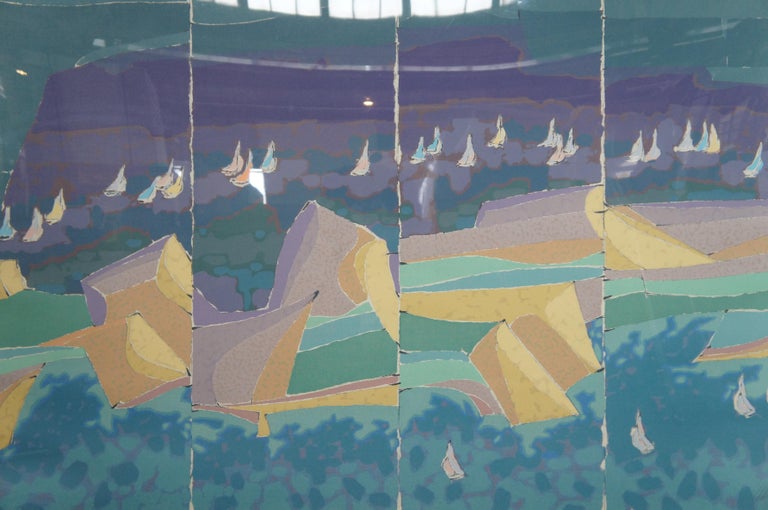 Massive Signed Abstract Quadriptych Nautical Sailboat Seascape ...