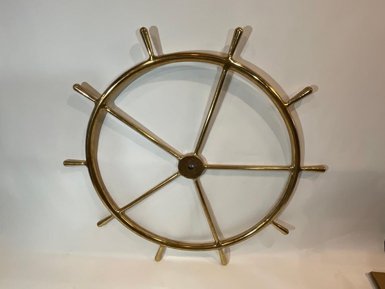 Massive Solid Brass Ships Wheel For Sale at 1stDibs