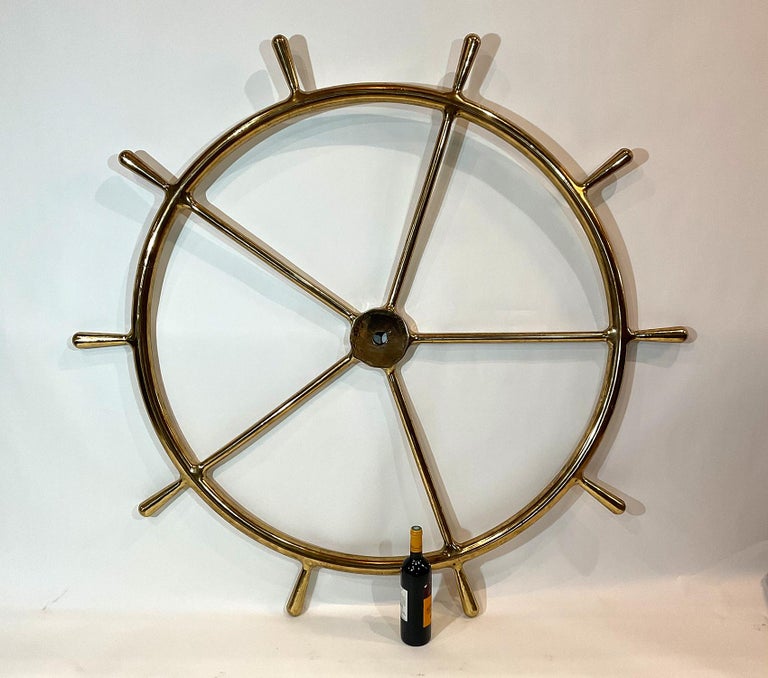 Massive Solid Brass Ships Wheel For Sale at 1stDibs