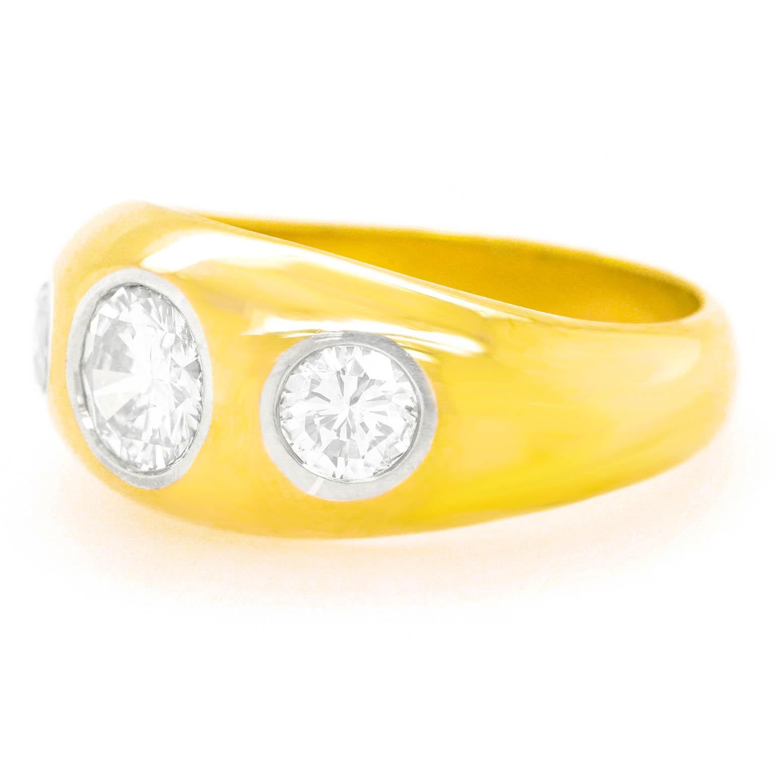 Massive Three-Stone Gypsy Ring 2.50 Carat at 1stDibs