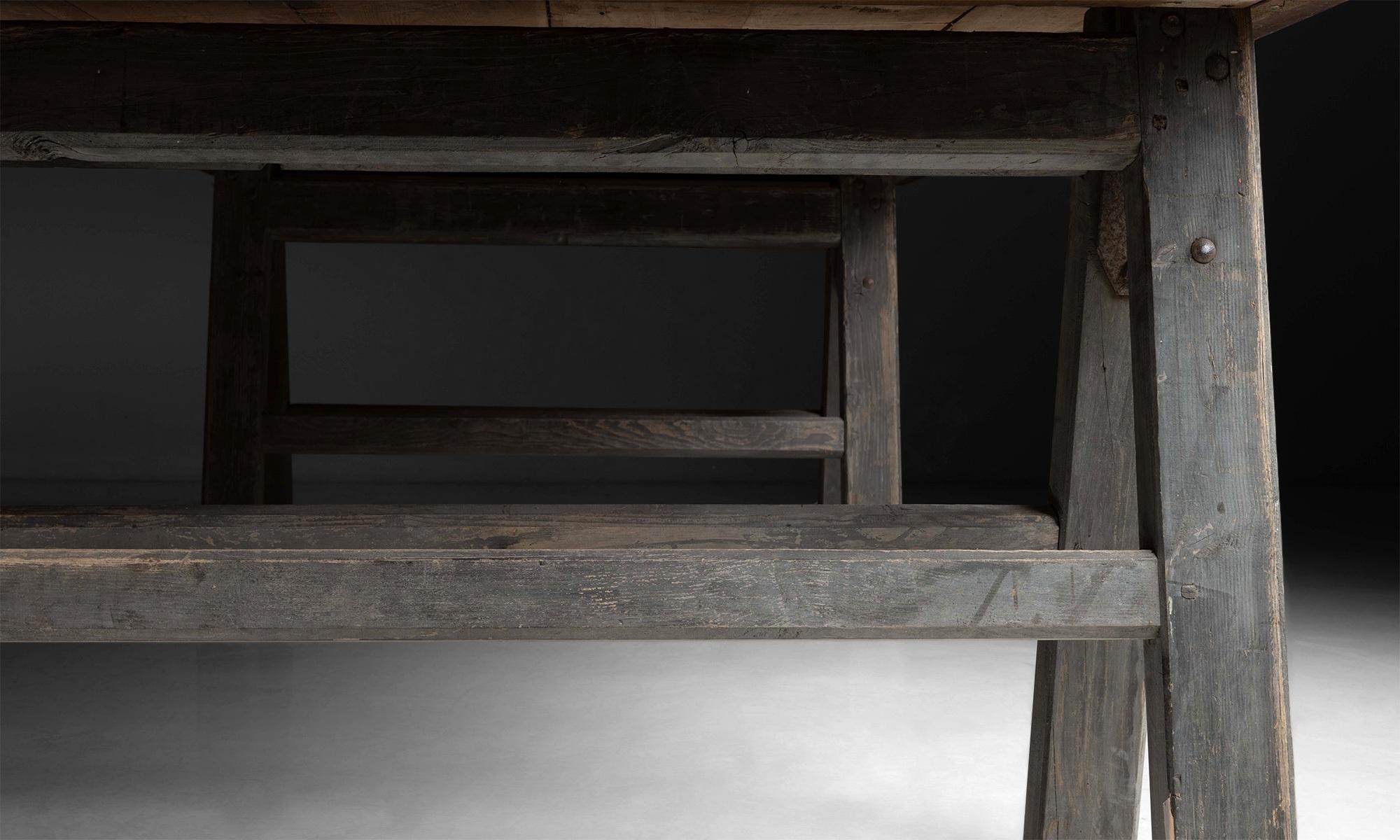 Massive Trestle Work Table, England, circa 1890 For Sale at 1stDibs