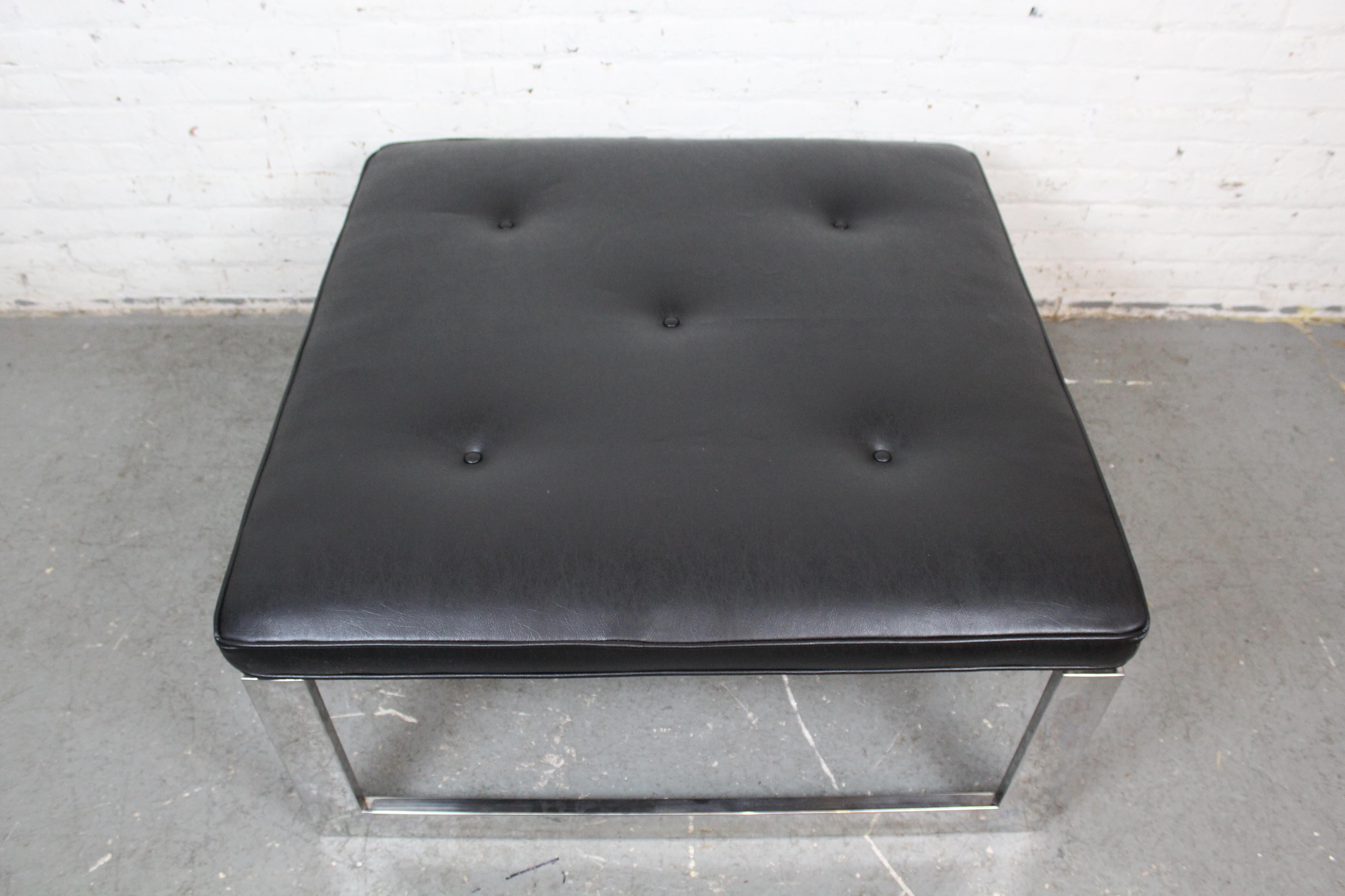 Massive Vintage Chrome Flat Bar Ottoman after Milo Baughman For Sale at ...