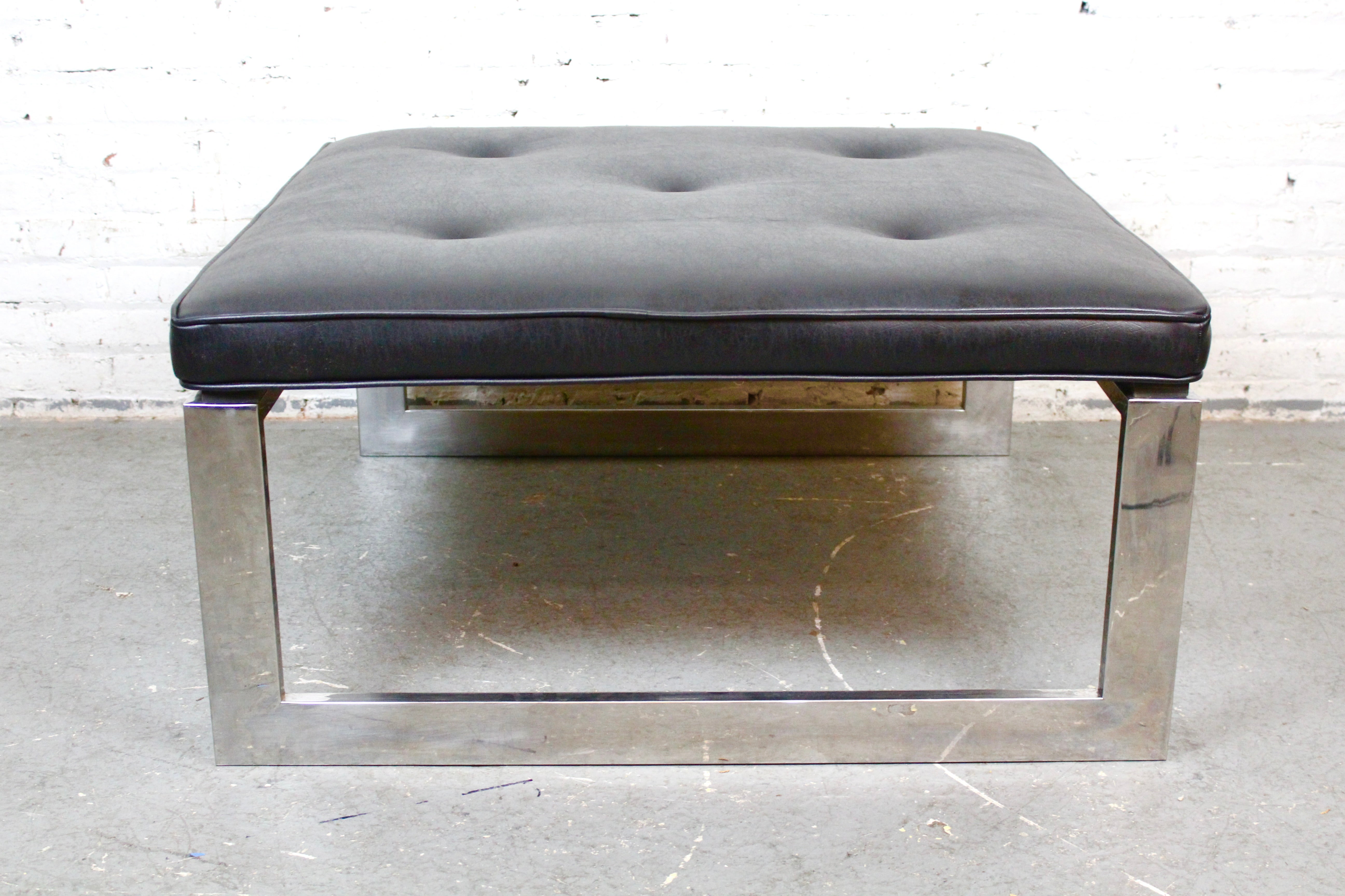 Massive Vintage Chrome Flat Bar Ottoman after Milo Baughman For Sale at ...