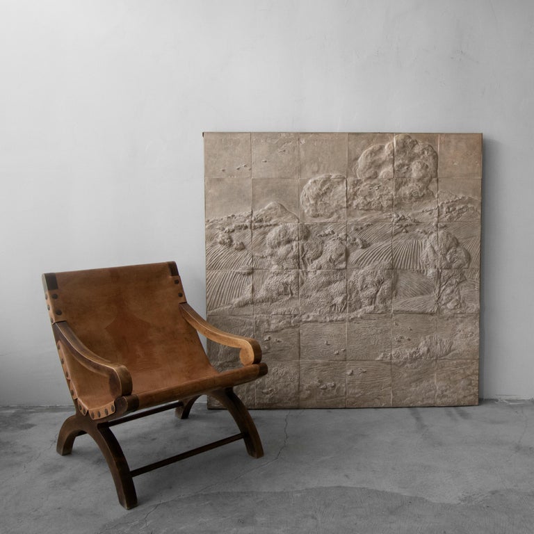 Massive Vintage Italian Landscape Relief Art Tile Wall Hanging For Sale ...