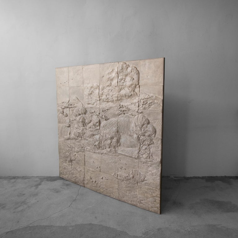 Massive Vintage Italian Landscape Relief Art Tile Wall Hanging For Sale ...