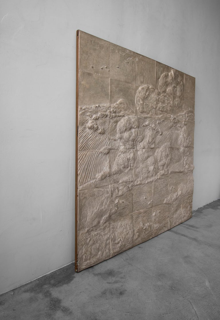 Massive Vintage Italian Landscape Relief Art Tile Wall Hanging For Sale ...