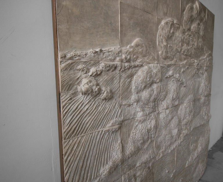 Massive Vintage Italian Landscape Relief Art Tile Wall Hanging For Sale ...