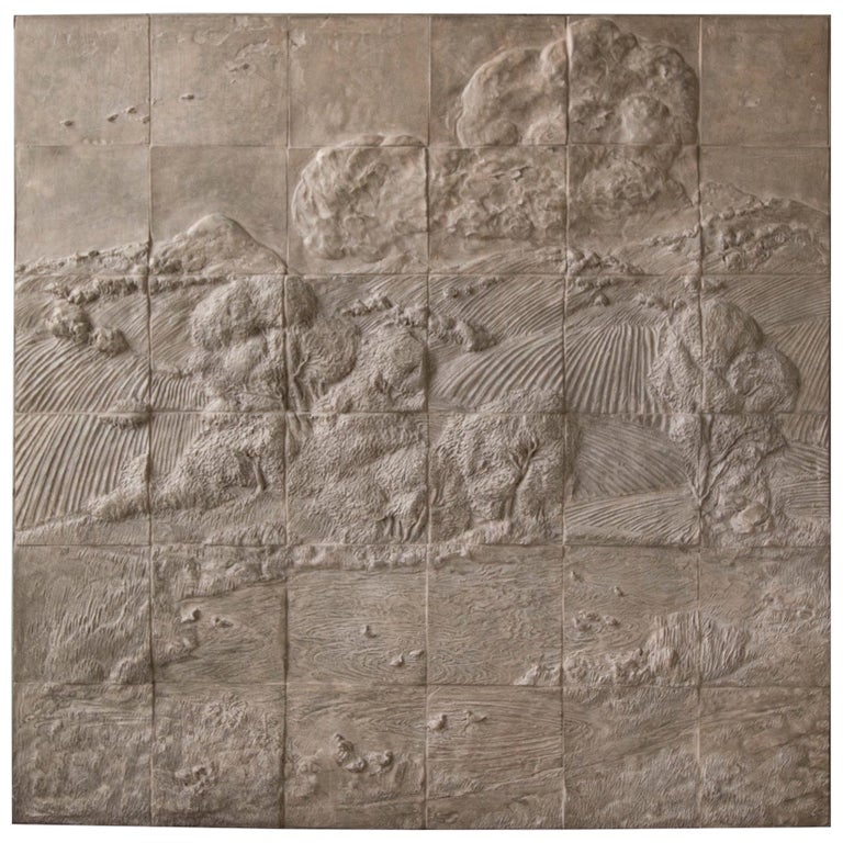 Massive Vintage Italian Landscape Relief Art Tile Wall Hanging For Sale ...
