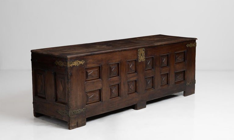 Massive Walnut Coffer, France circa 1690 For Sale at 1stDibs