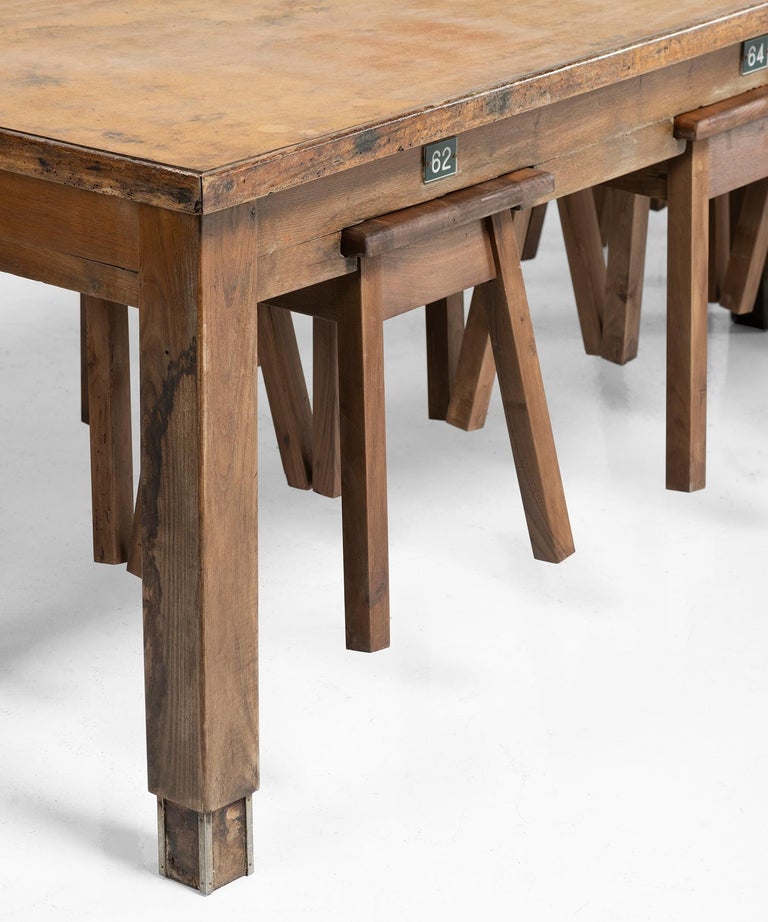 Massive Work Table with Stools at 1stDibs