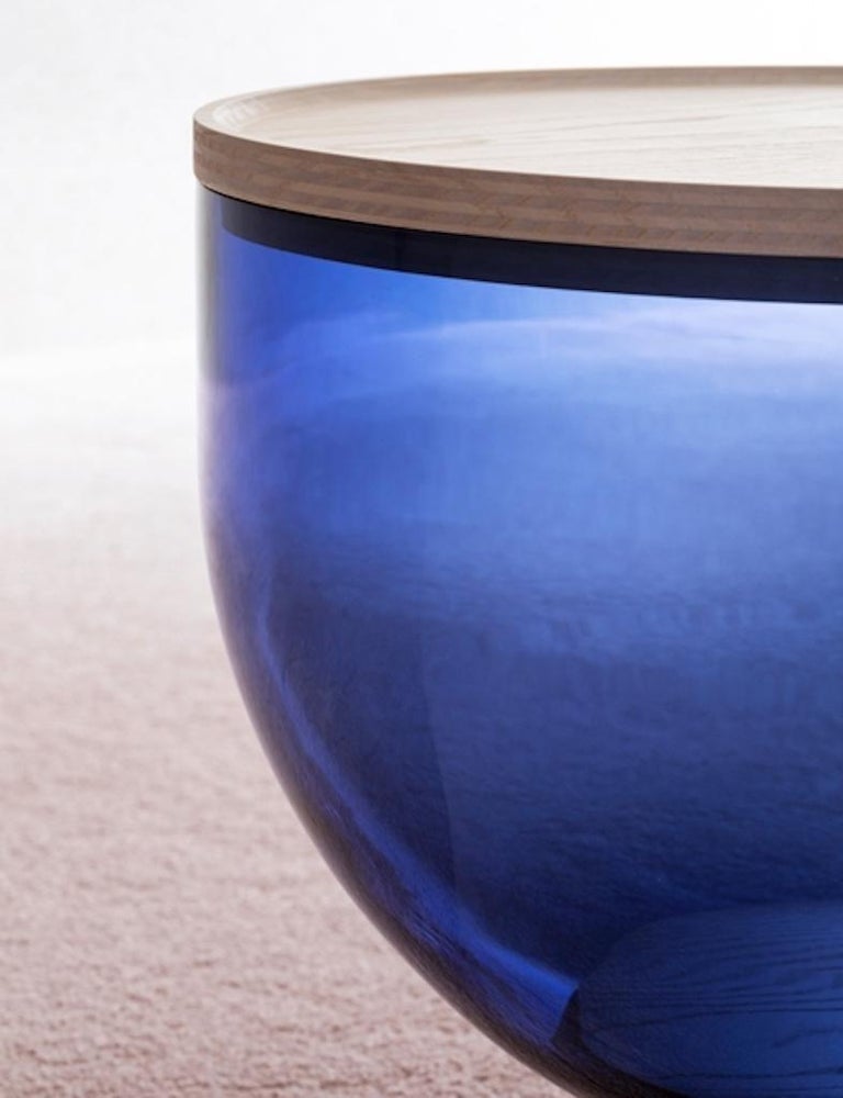 Customizable Mastea Low Coffee Table in Murano Glass and Walnut Base ...