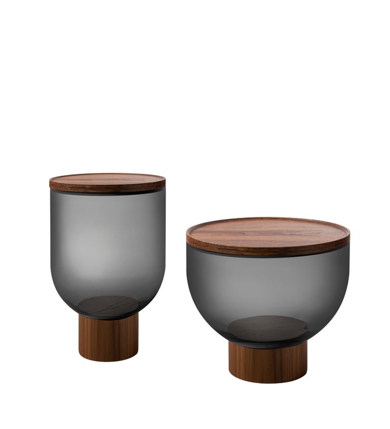 Customizable Mastea Low Coffee Table in Murano Glass and Walnut Base ...