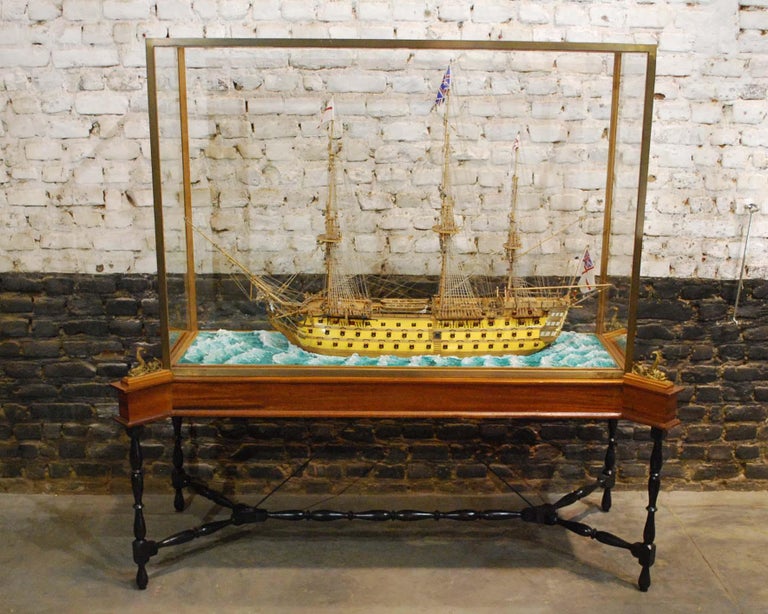Master Built HMS Victory Scale Model Ship in Display Cabinet on Stand ...