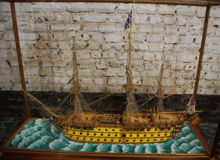 Master Built HMS Victory Scale Model Ship in Display Cabinet on Stand ...