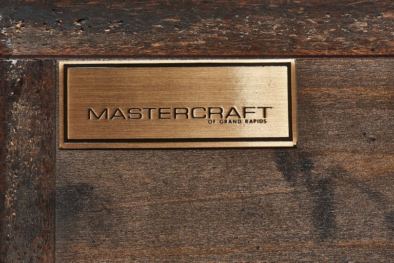Mastercraft 9 Drawer Walnut and Brass Dresser, 1970 For Sale at 1stDibs