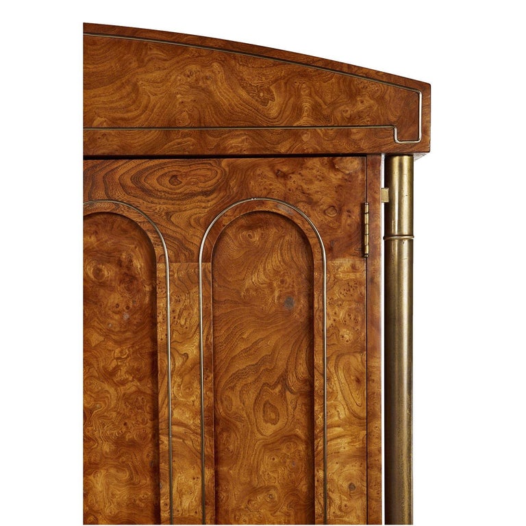 Mastercraft Armoire Chest of Drawers in Burl Wood and Brass, Hollywood ...